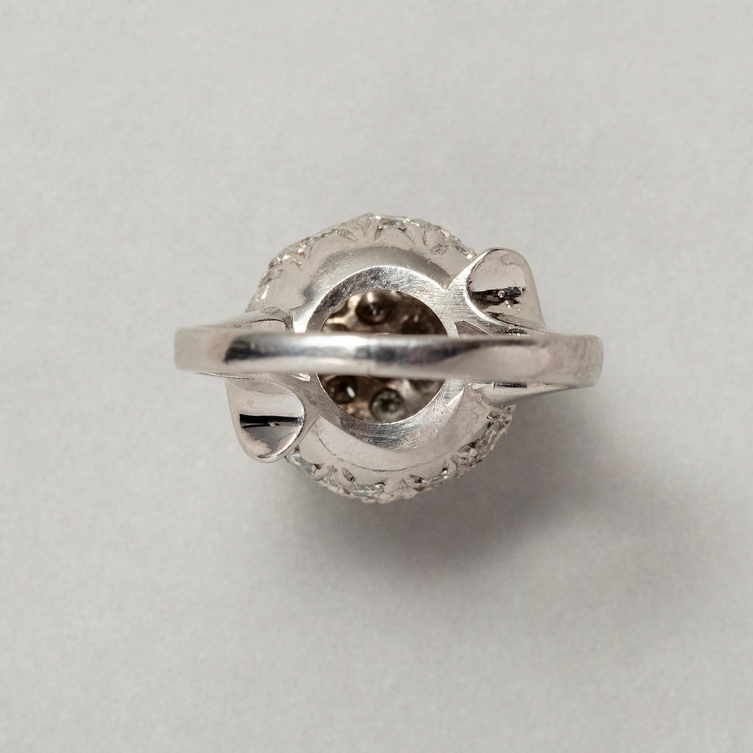 platinum ball ring with diamonds For Sale at 1stDibs