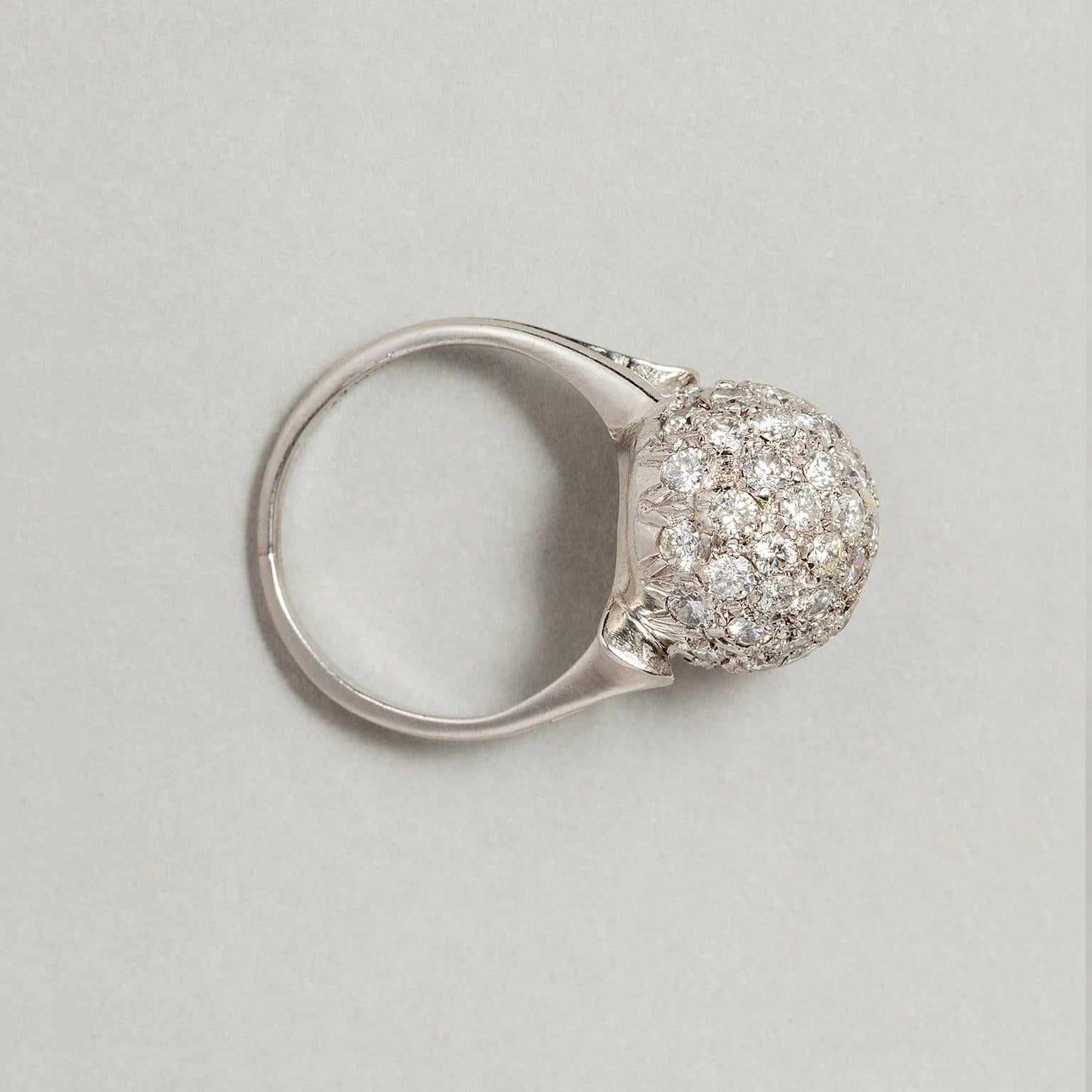 platinum ball ring with diamonds For Sale at 1stDibs