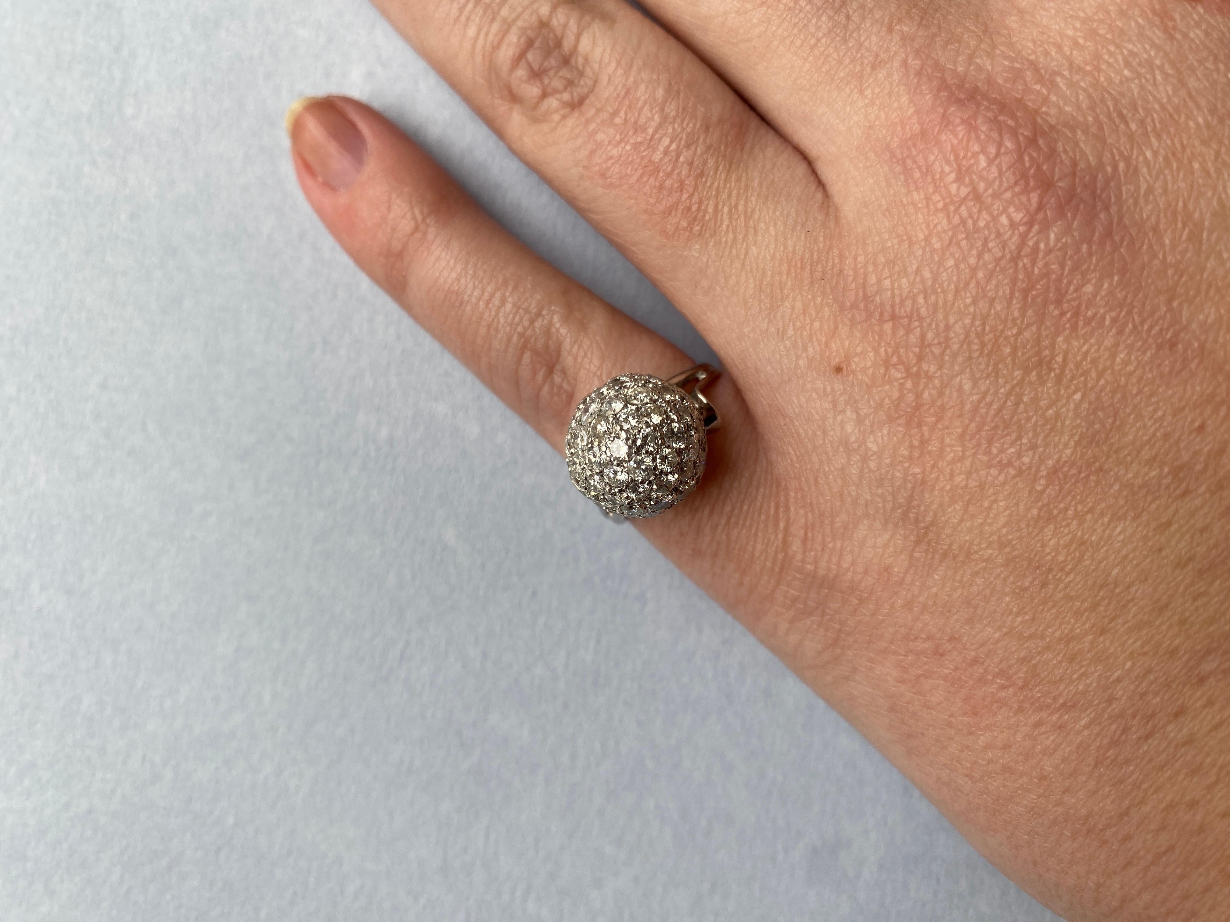 platinum ball ring with diamonds For Sale at 1stDibs