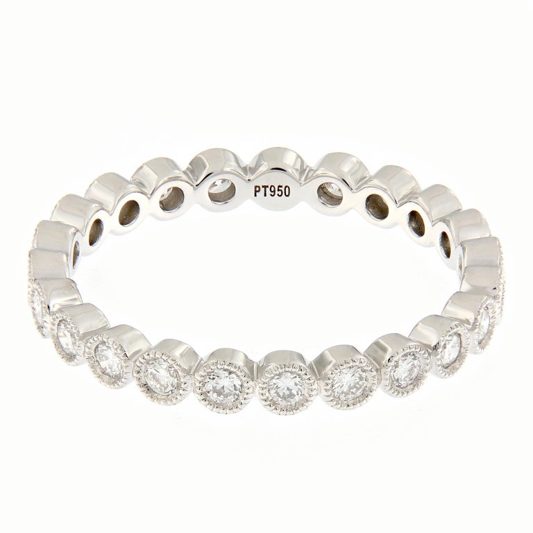 Platinum Bezel Set Diamond Eternity Band Ring size 7 For Sale at ...