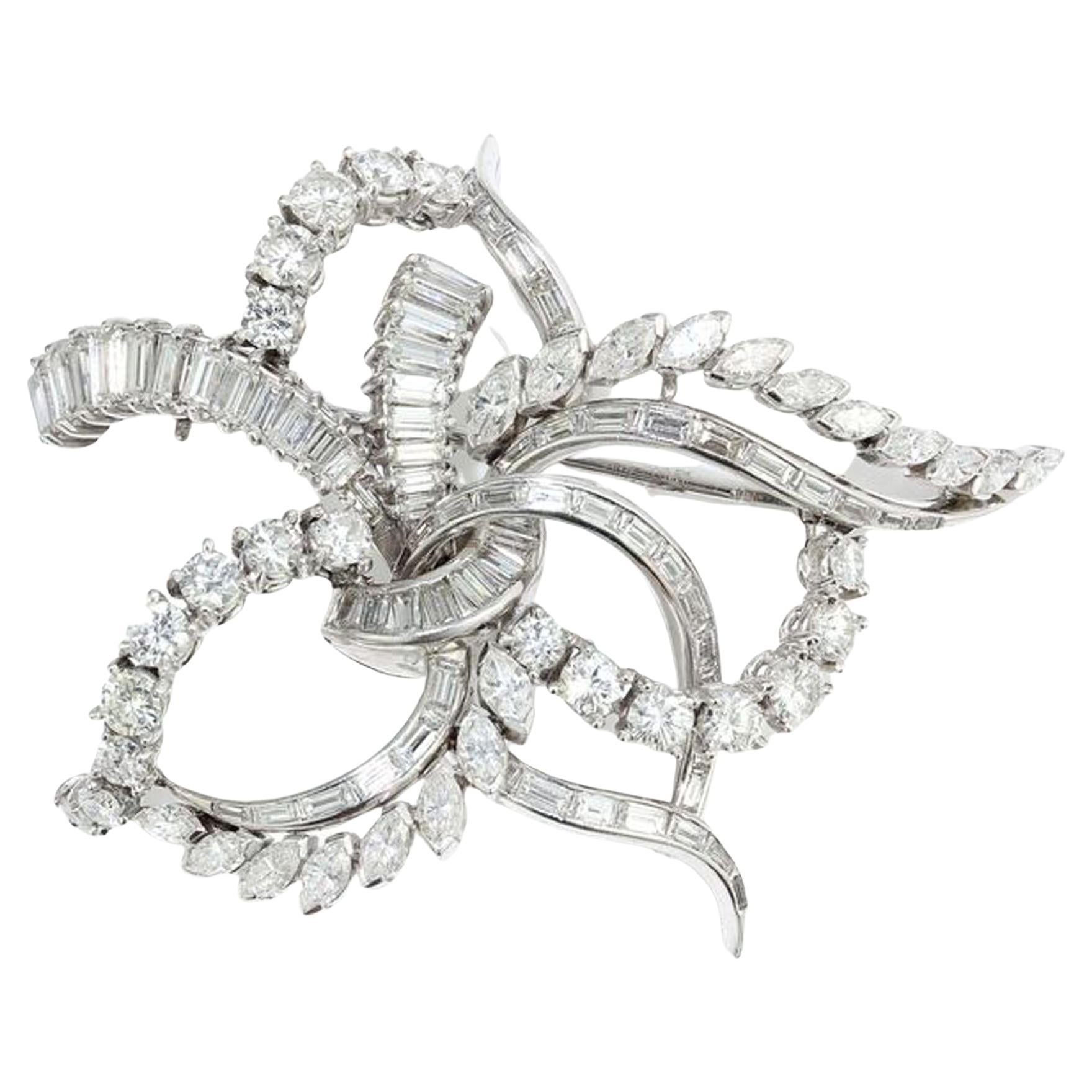 Antique European Emerald Diamond Platinum Floral Brooch at 1stDibs