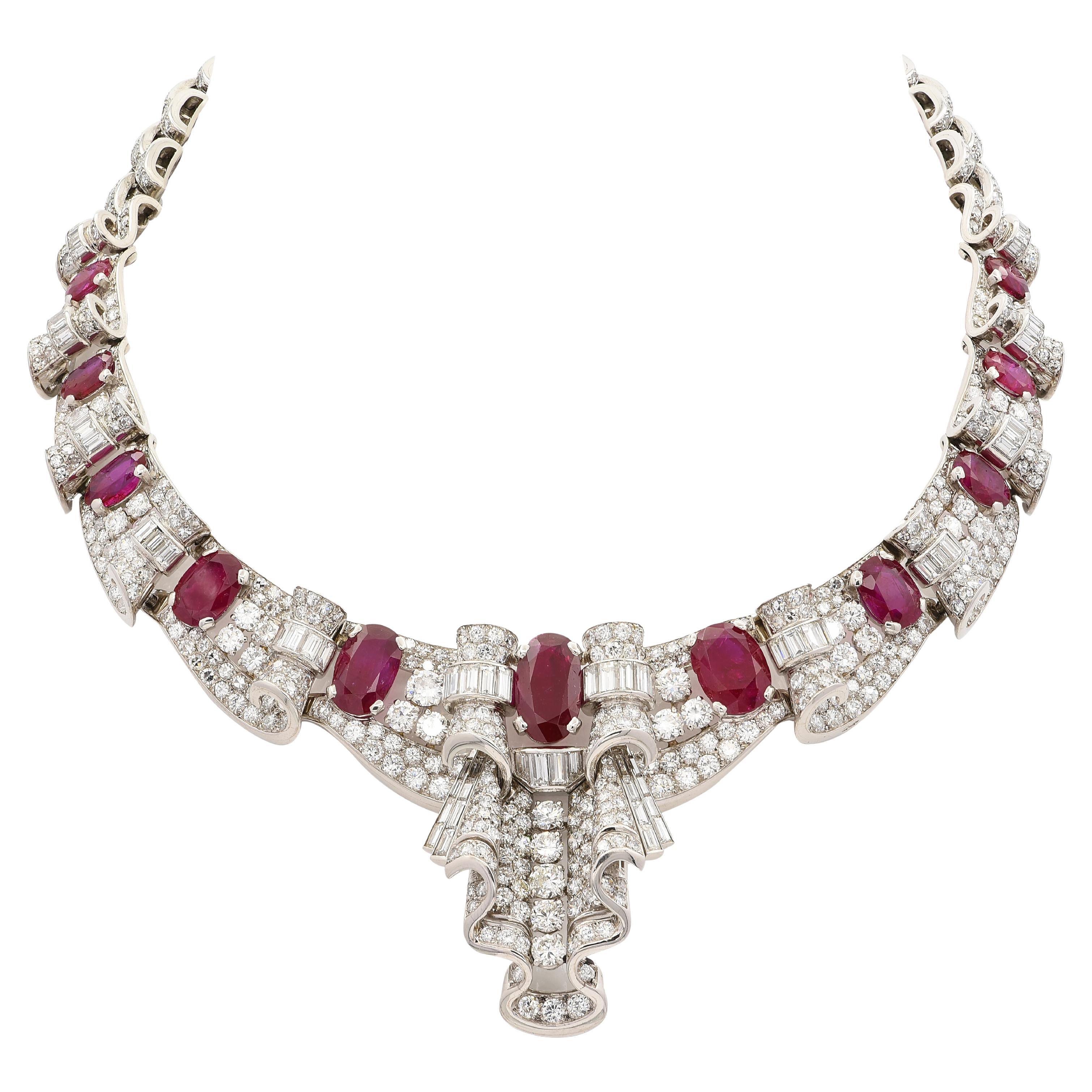 Edwardian Burma No Heat Ruby and Diamond Necklace For Sale at 1stDibs ...