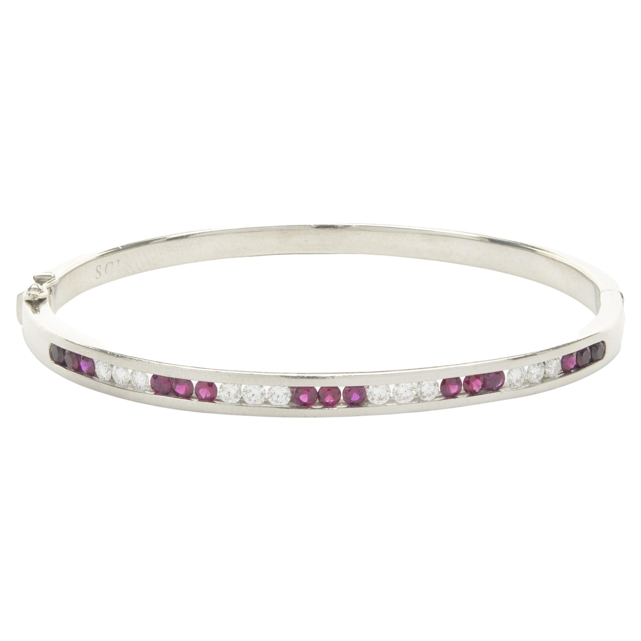 Art Deco Platinum Bangle Bracelet Diamond Black Onyx Ruby, French, a ...