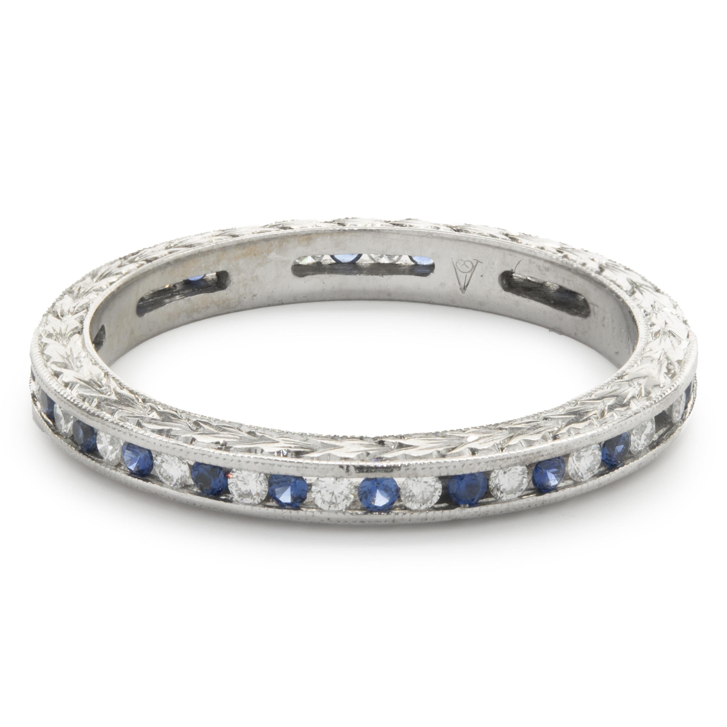 Channel-Set Sapphire and Diamond Eternity Band at 1stDibs