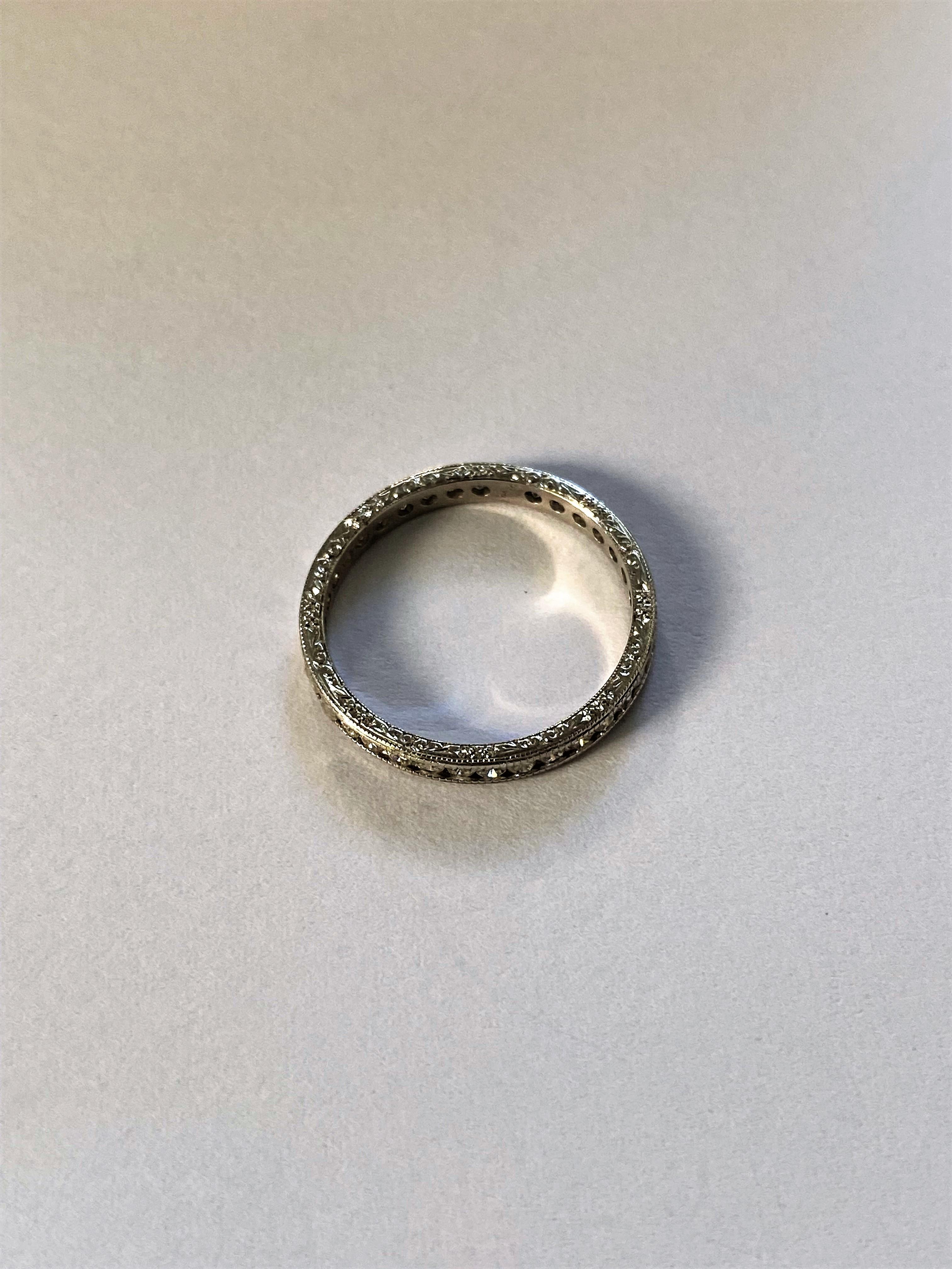 Platinum Channel Set Diamond Eternity Band with Old Master Hand ...