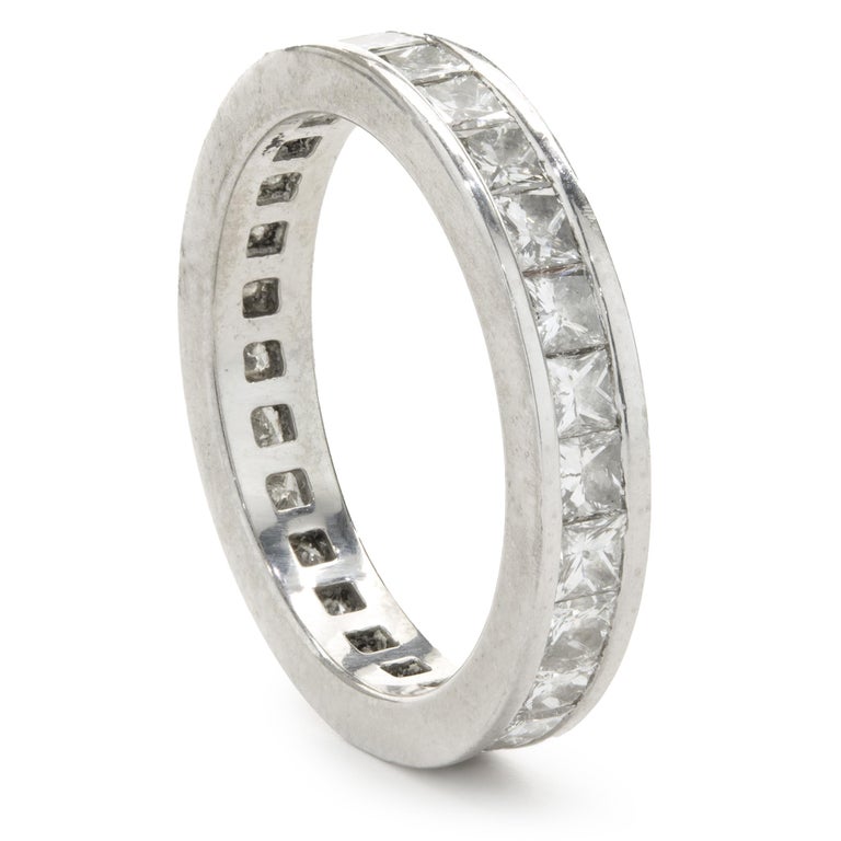 Platinum Channel Set Princess Cut Diamond Eternity Band For Sale at 1stDibs