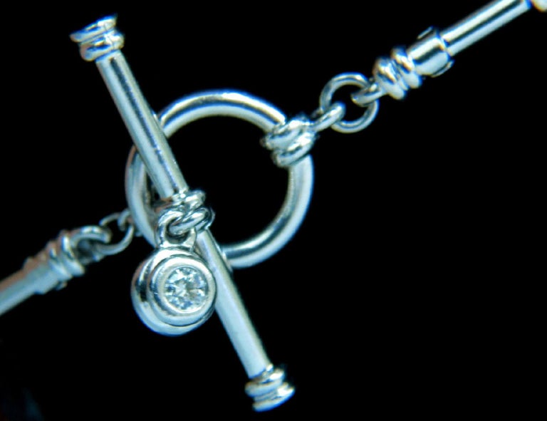 Platinum Column Linked Ladies Toggle Diamond Necklace at 1stDibs