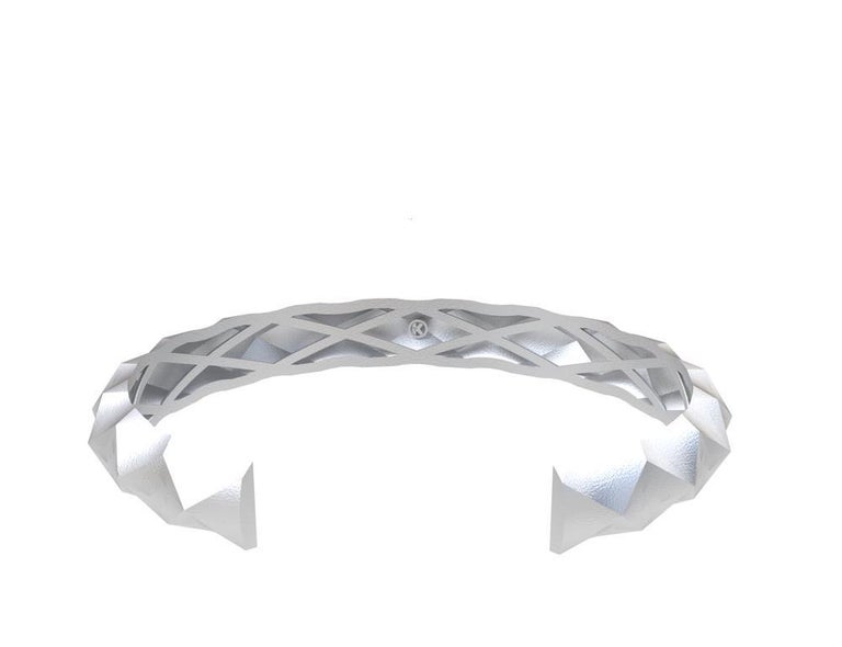 Platinum Concave Rhombus Unisex Cuff Bracelet For Sale at 1stDibs