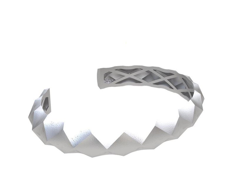 Platinum Concave Rhombus Unisex Cuff Bracelet For Sale at 1stDibs