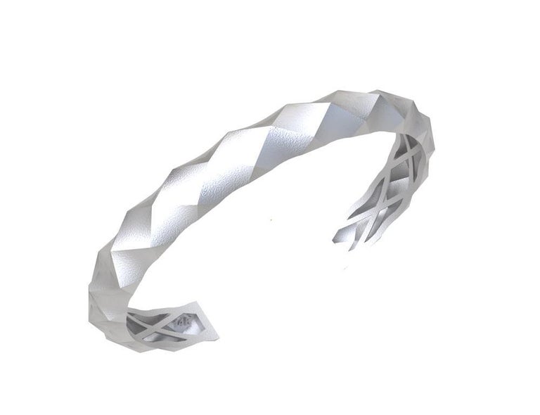 Platinum Concave Rhombus Unisex Cuff Bracelet For Sale at 1stDibs
