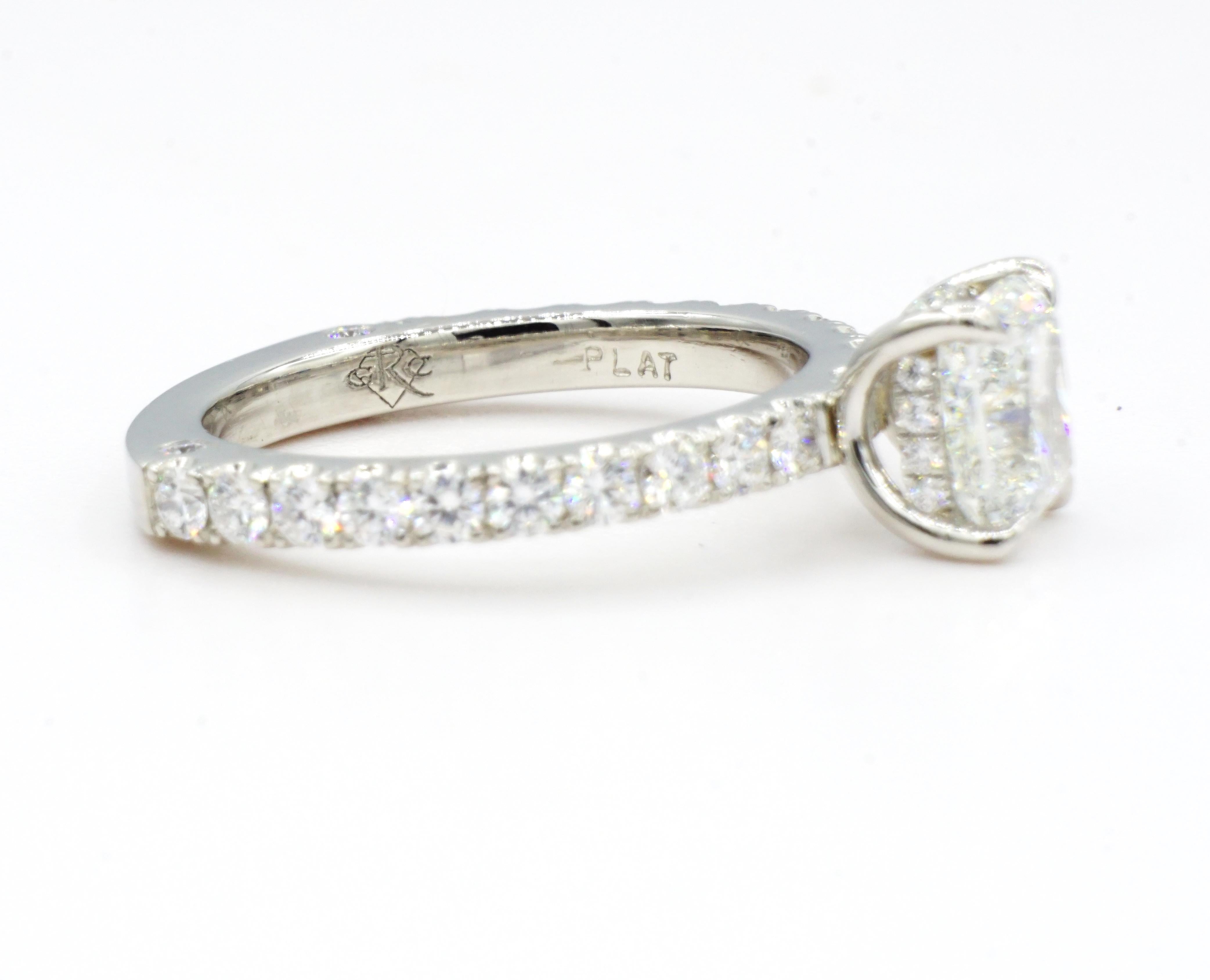 Platinum Cushion 1.51ct Diamond Engagement Ring GIA Cert G SI2, size 6.25 For Sale at 1stDibs