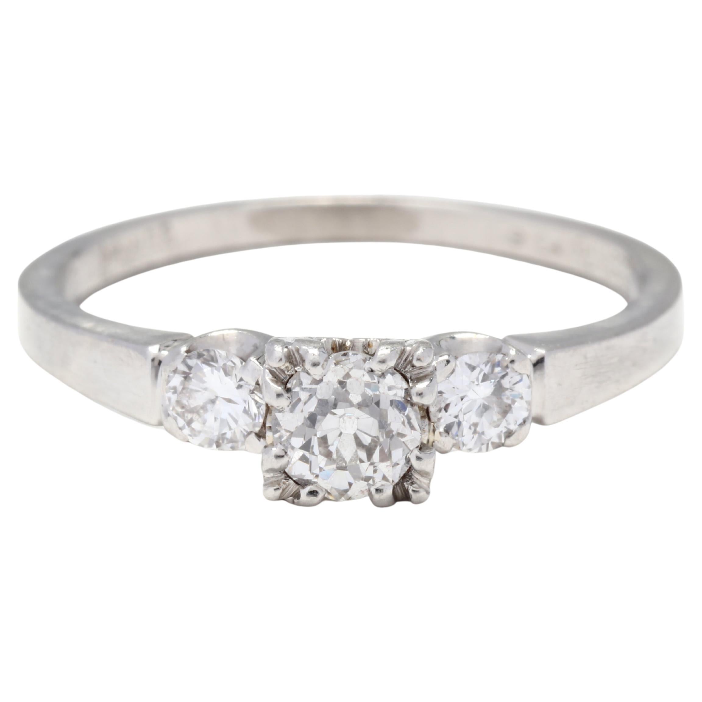 Estate Platinum 3-Stone Diamond Ring at 1stDibs
