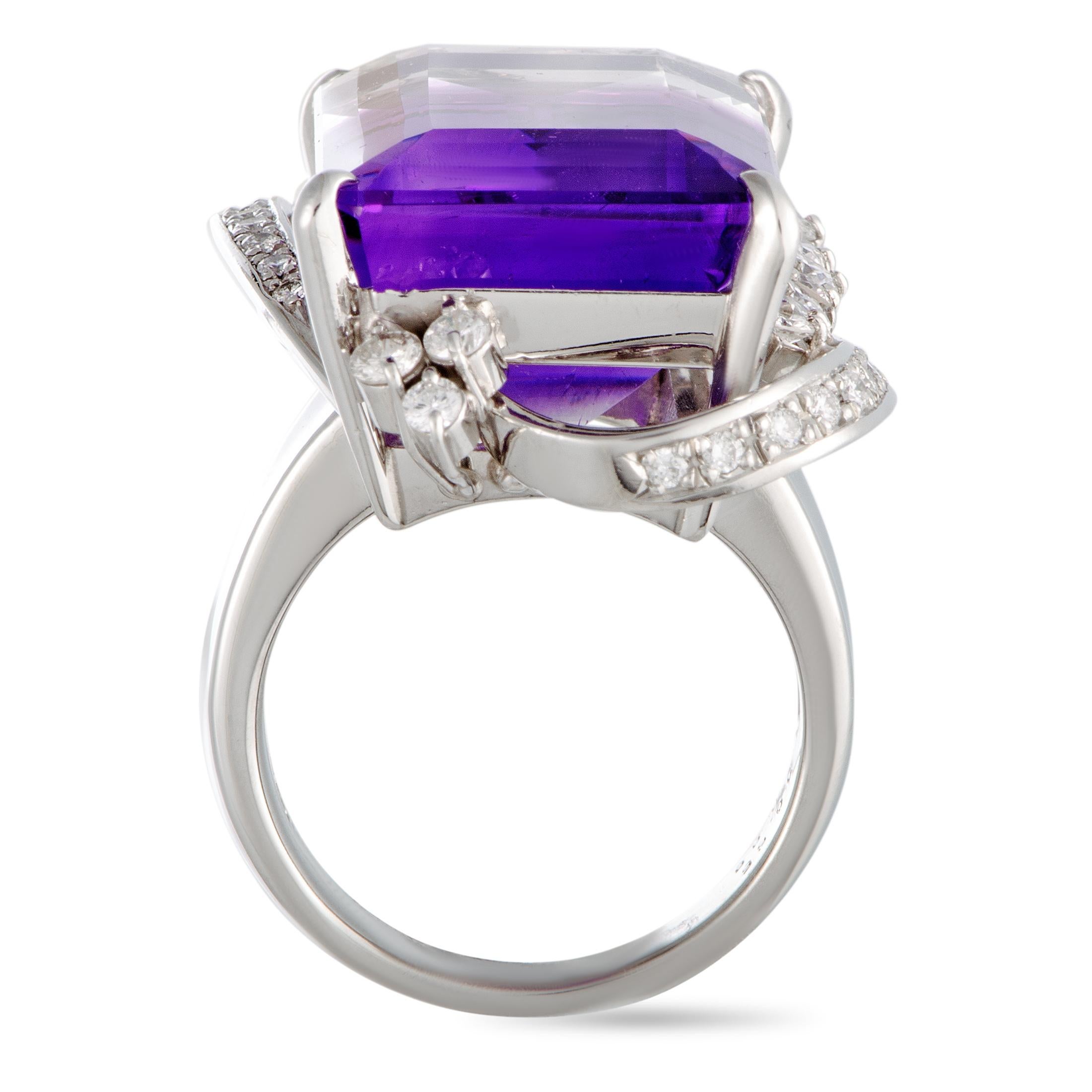 Platinum Diamond and Ametrine Large Rectangle Ring at 1stDibs