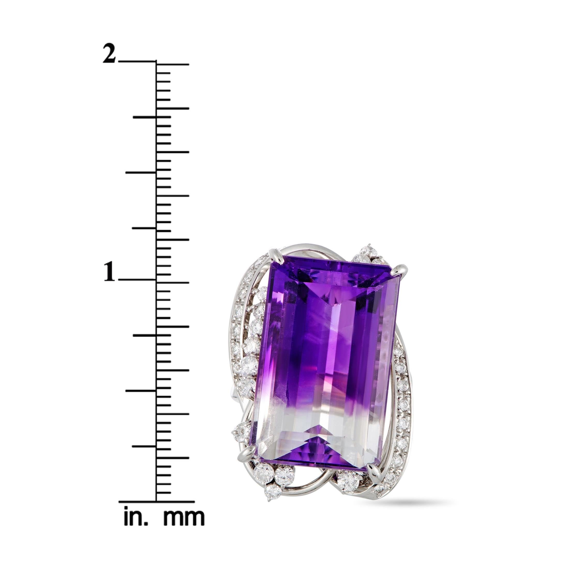 Platinum Diamond and Ametrine Large Rectangle Ring at 1stDibs