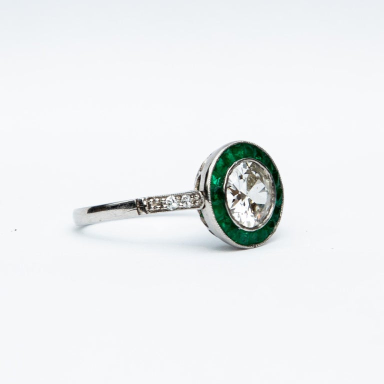 Platinum Diamond and Emerald Target Ring at 1stDibs | platinum campden ...