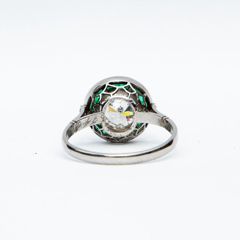 Platinum Diamond and Emerald Target Ring at 1stDibs | platinum campden ...