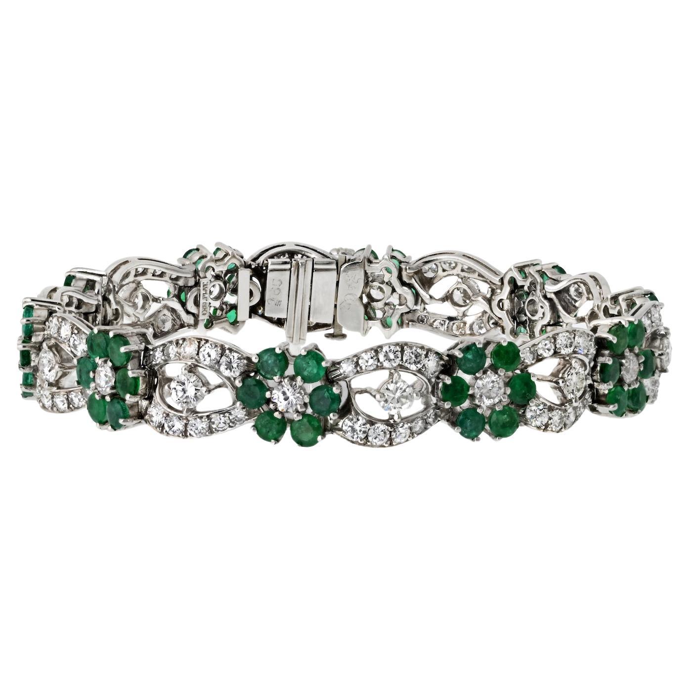 Chopard Platinum Deco Diamond And Green Emerald Watch For Sale at 1stDibs