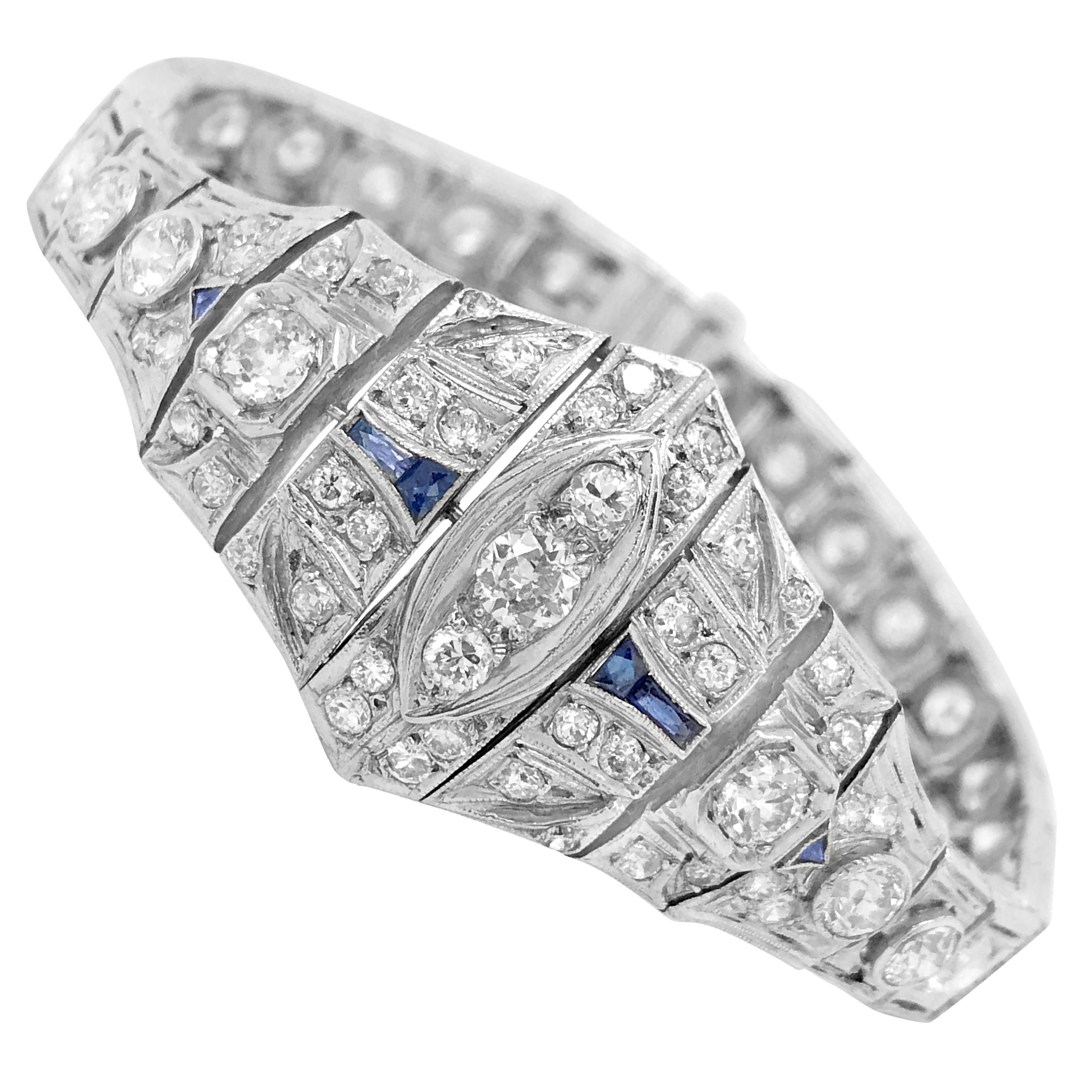 Vintage mammoth ivory diamond and platinum bracelet at 1stDibs