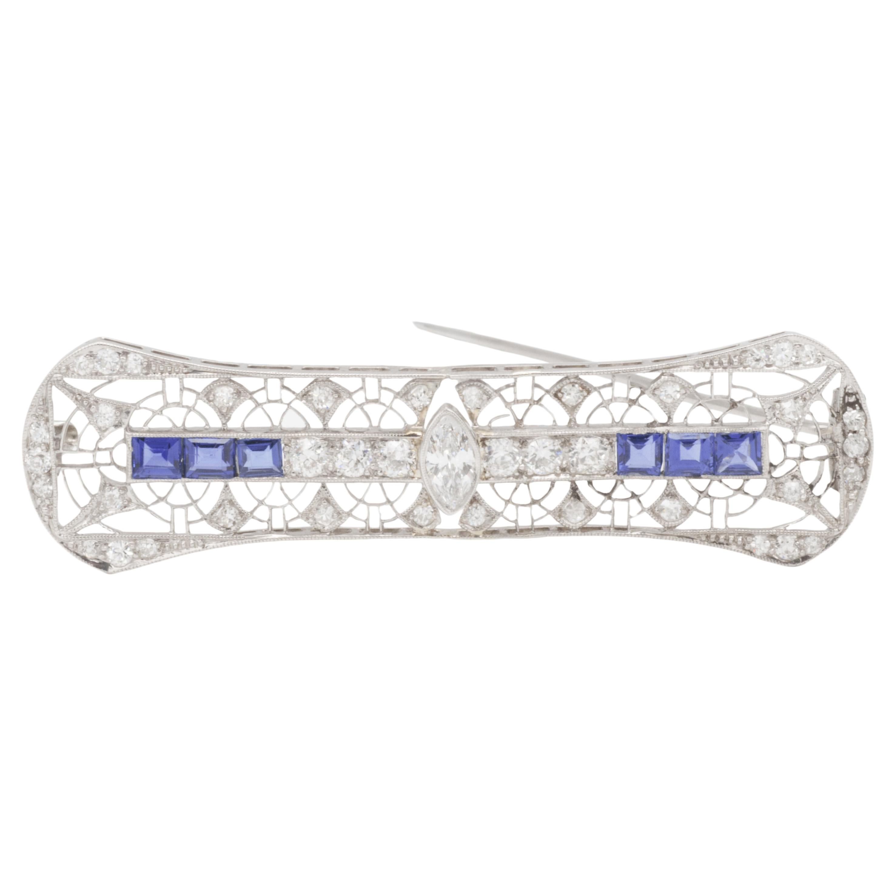 Sapphire and Diamond circle pin at 1stDibs