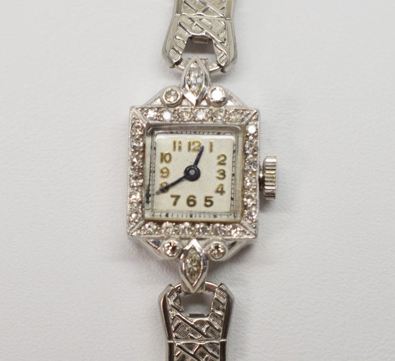 Platinum Diamond Antique Ladies Wrist Watch at 1stDibs
