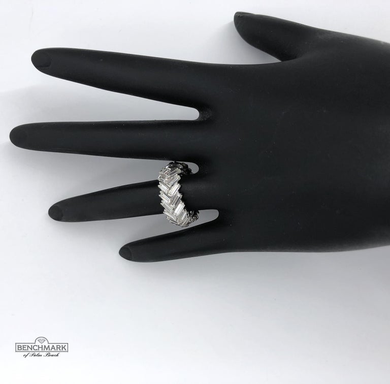 Platinum Diamond Band with Unique Chevron Pattern at 1stDibs