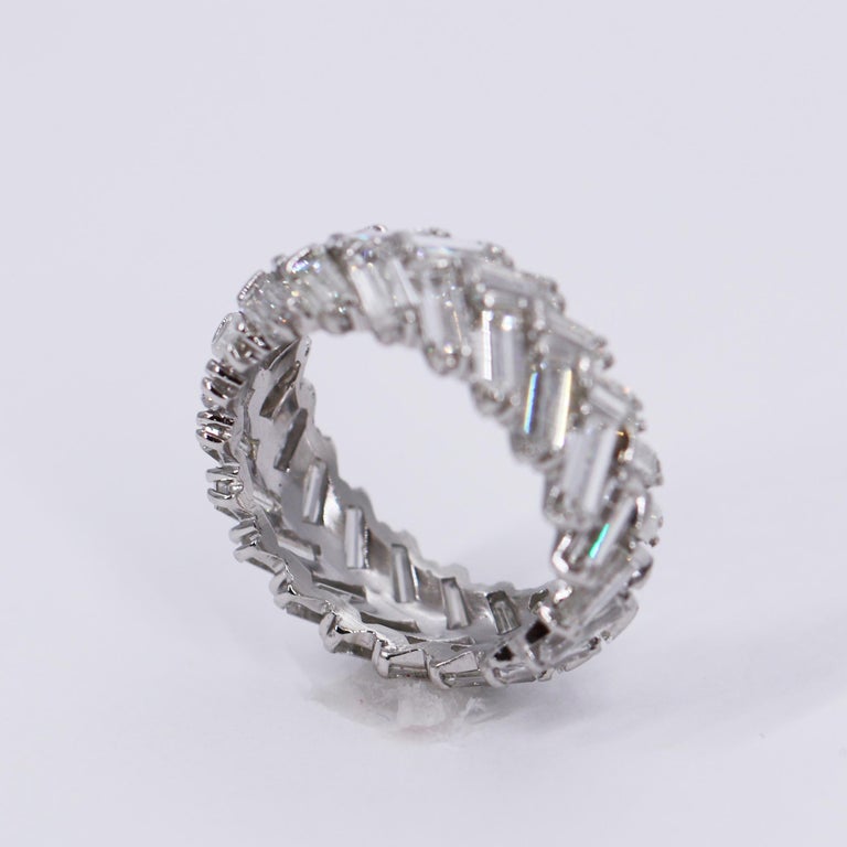 Platinum Diamond Band with Unique Chevron Pattern at 1stDibs