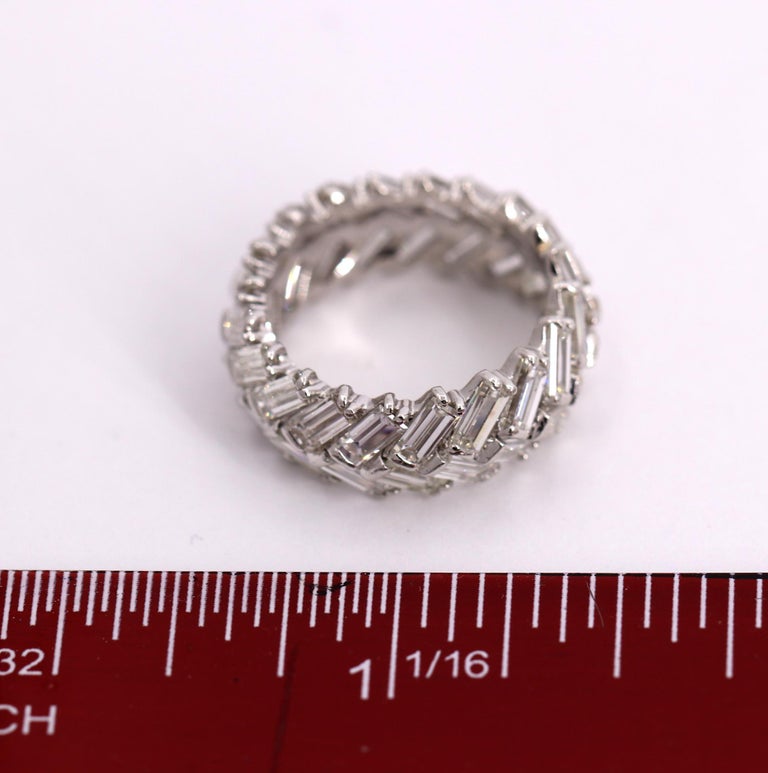 Platinum Diamond Band with Unique Chevron Pattern at 1stDibs