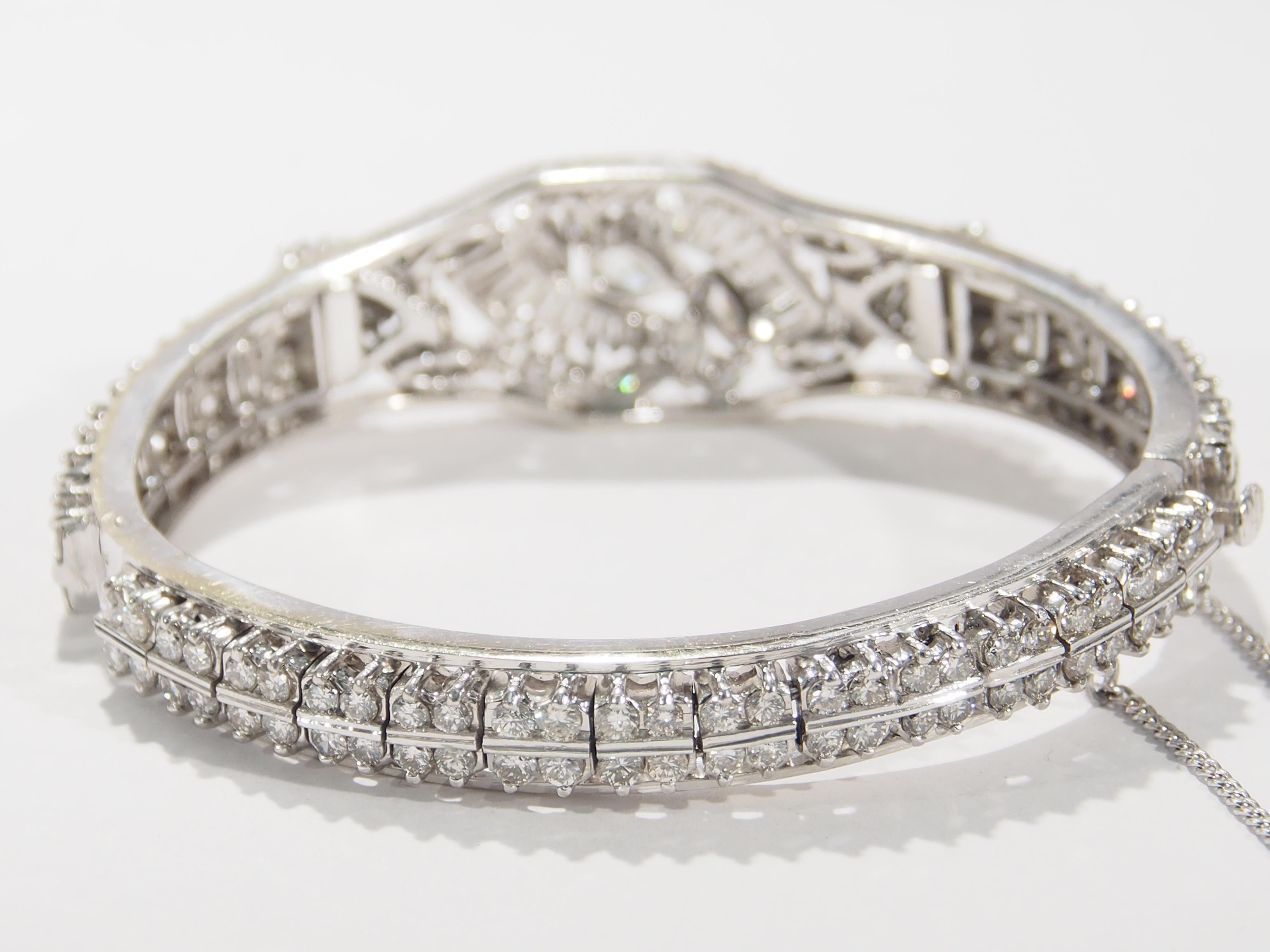 Platinum Diamond Bangle 8.40 Carat Flower Motif at 1stDibs | platinum ...
