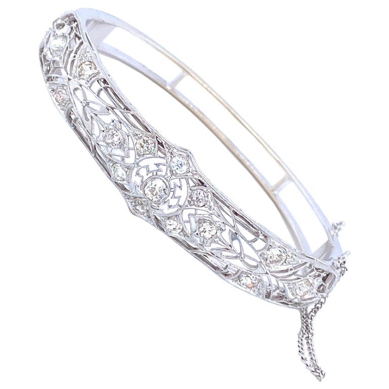 Platinum Diamond Brooch Bangle at 1stDibs