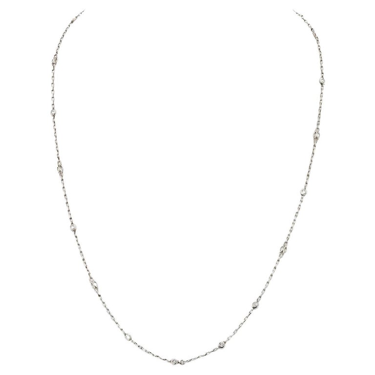 Platinum Diamond by the Yard Vintage Chain Necklce 0.50cttw 10 Round ...