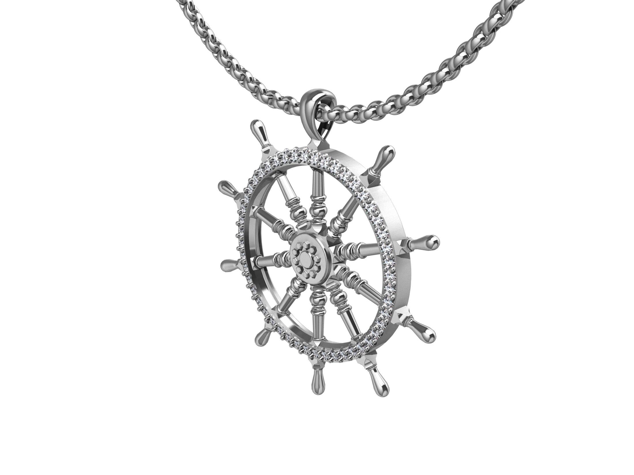 Platinum Diamond Captain Sailors Wheel Pendant For Sale at 1stDibs