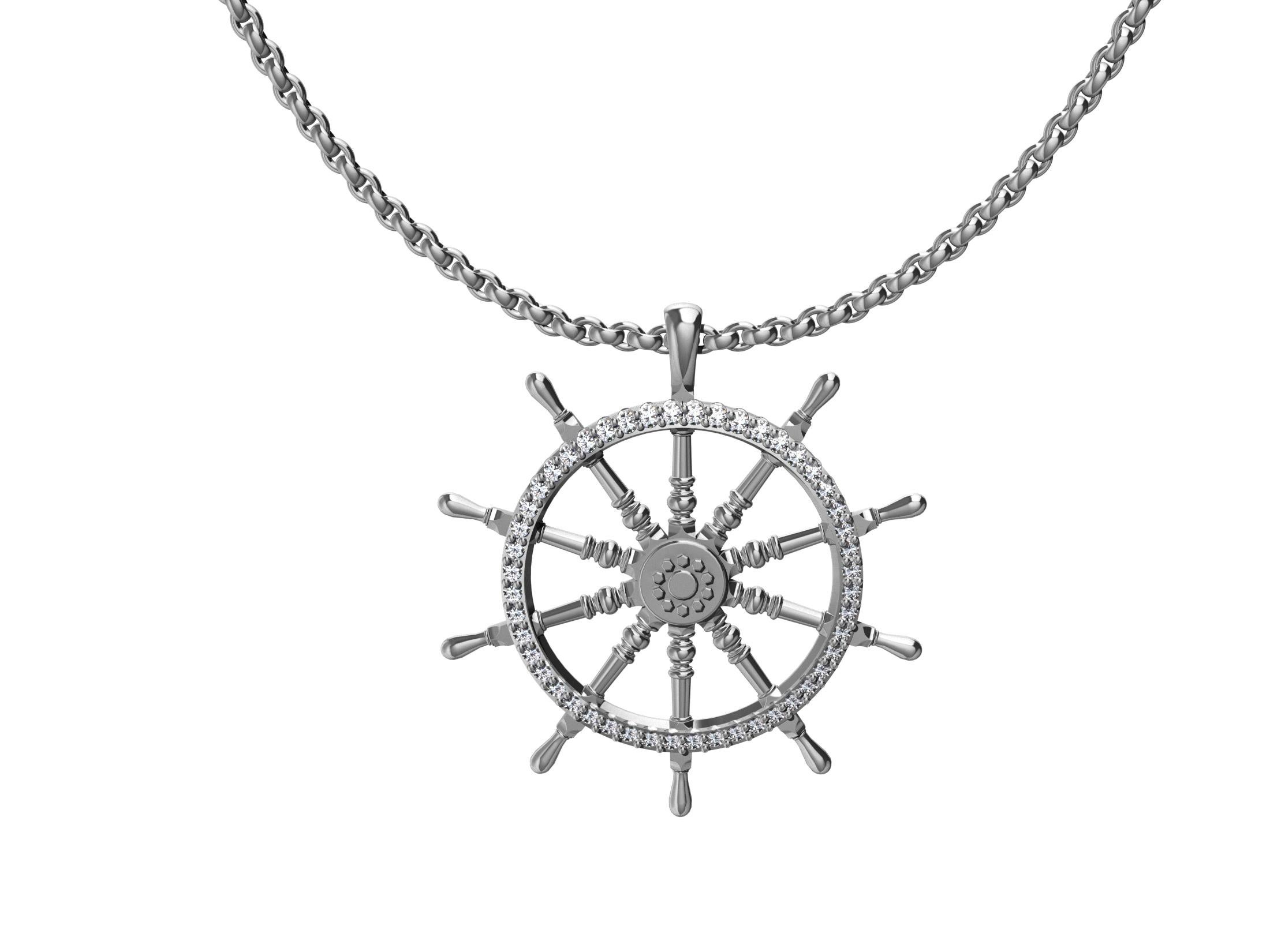 Platinum Diamond Captain Sailors Wheel Pendant For Sale at 1stDibs