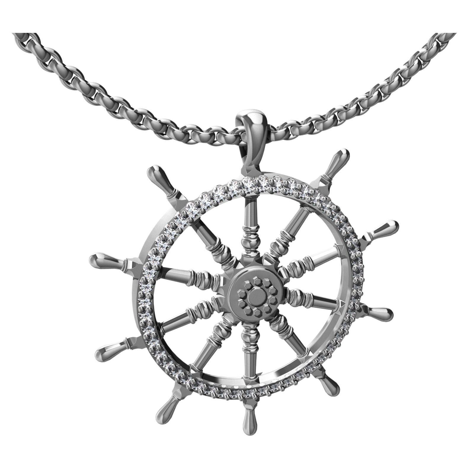 Platinum Diamond Captain Sailors Wheel Pendant For Sale at 1stDibs