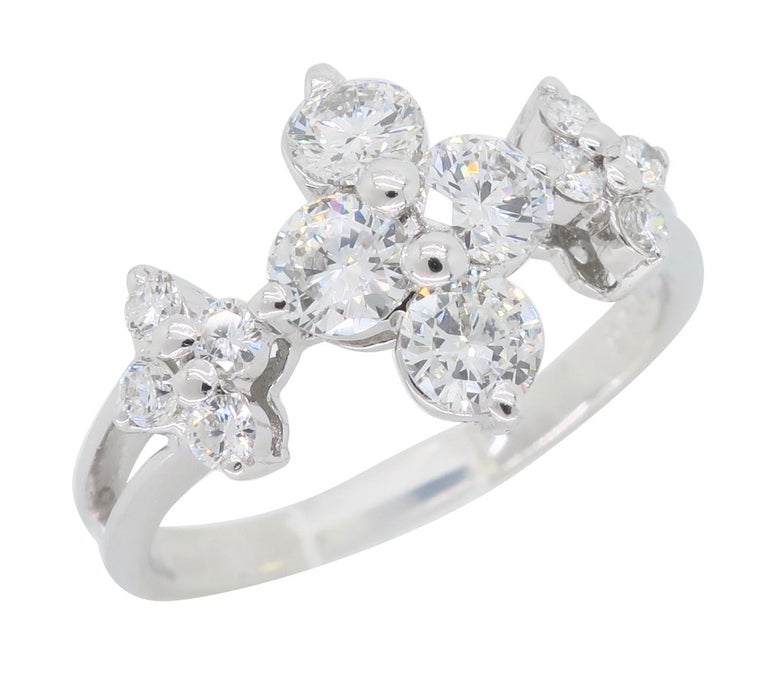 Platinum Diamond Cluster Ring at 1stDibs