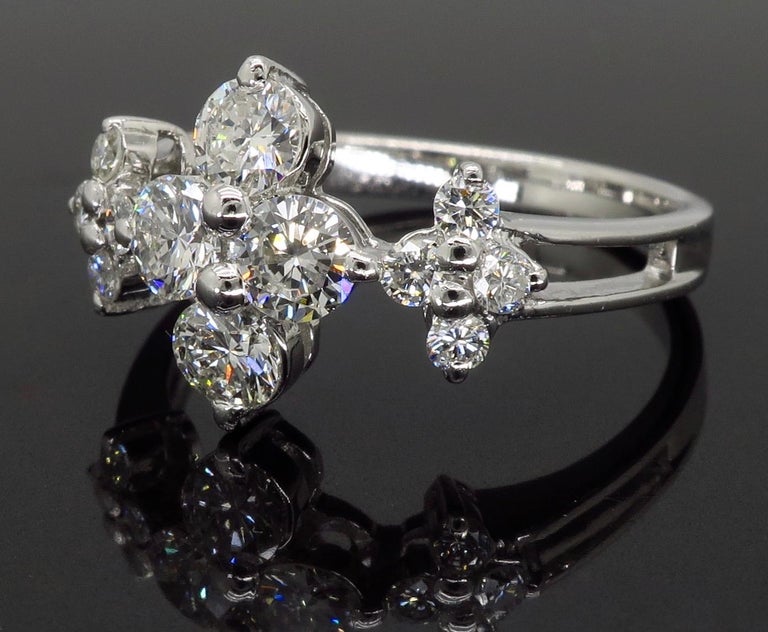 Platinum Diamond Cluster Ring at 1stDibs