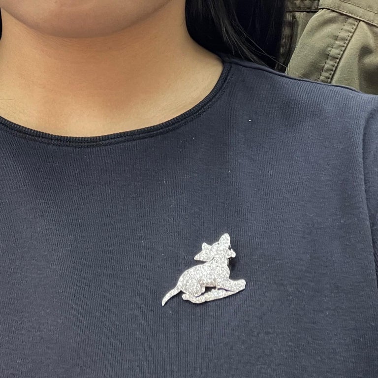 Platinum Diamond Dog Brooch For Sale at 1stDibs