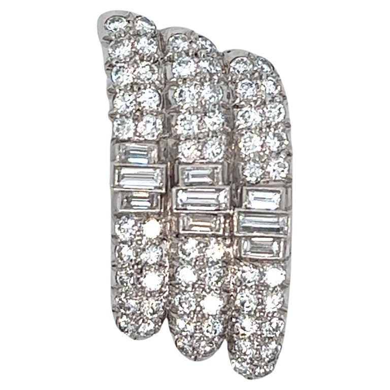 Platinum Diamond Dress Clip For Sale at 1stDibs