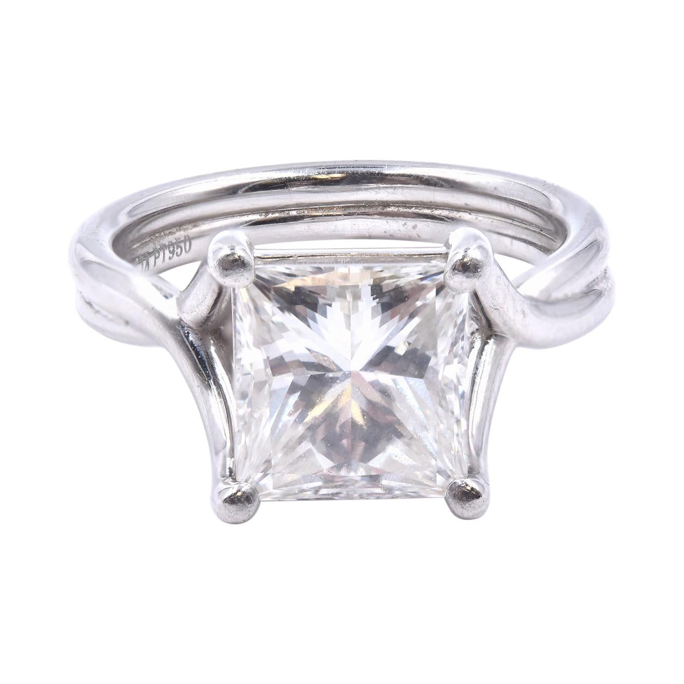 Amethyst Diamond Platinum Engagement Ring at 1stDibs