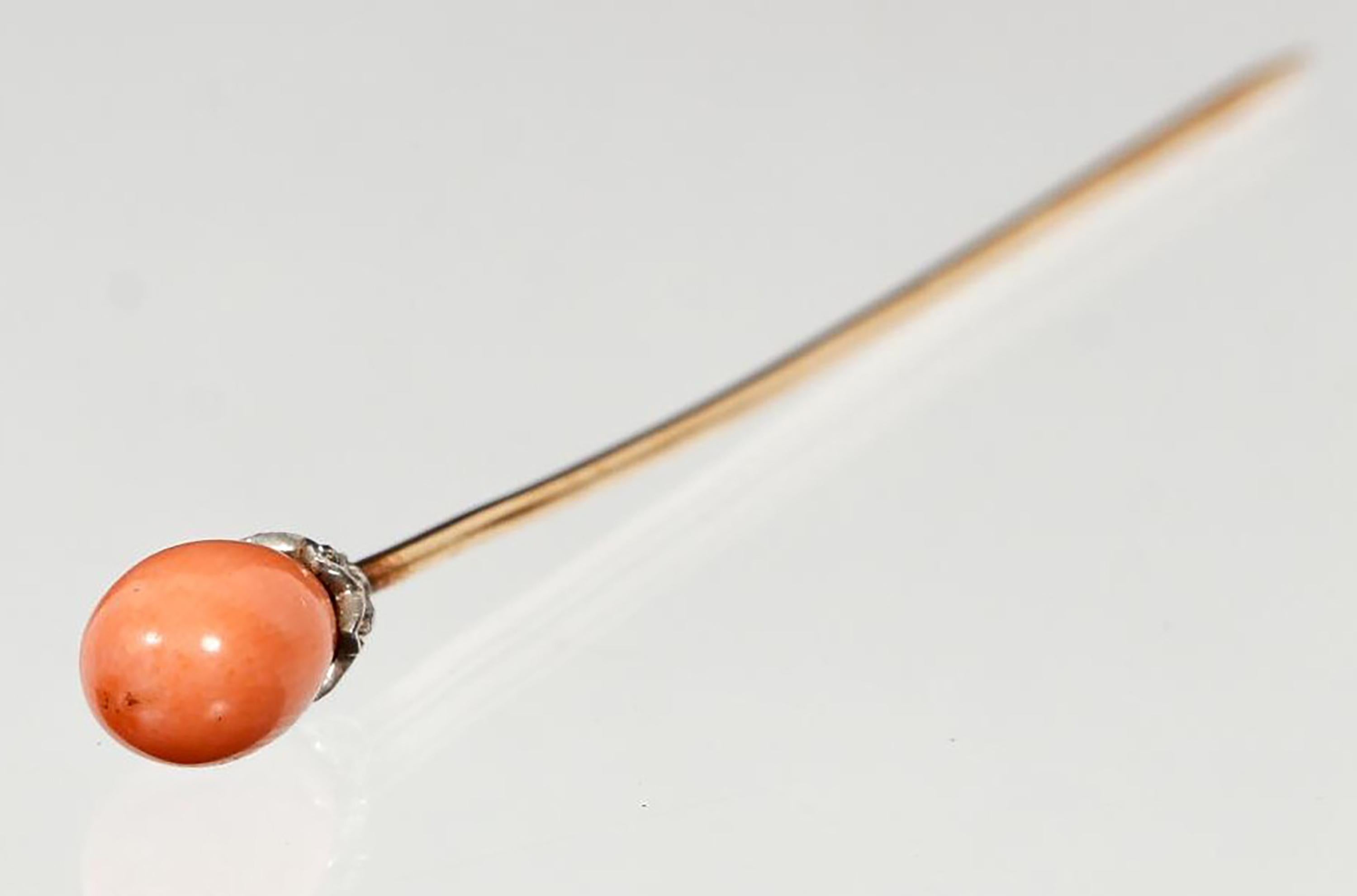 Art Deco Platinum Diamond Fourteen Karat Yellow Gold Angel Skin Coral ...