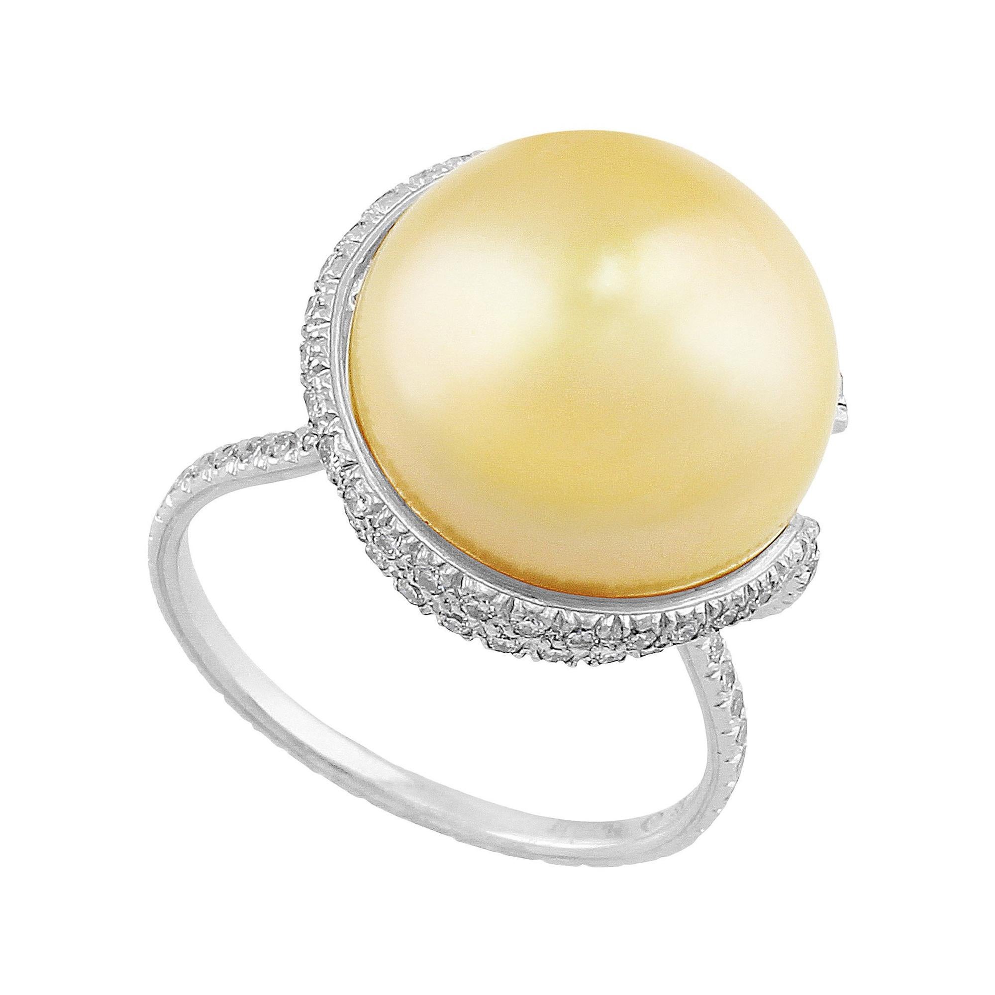 Pearl Diamond Platinum Ring at 1stDibs