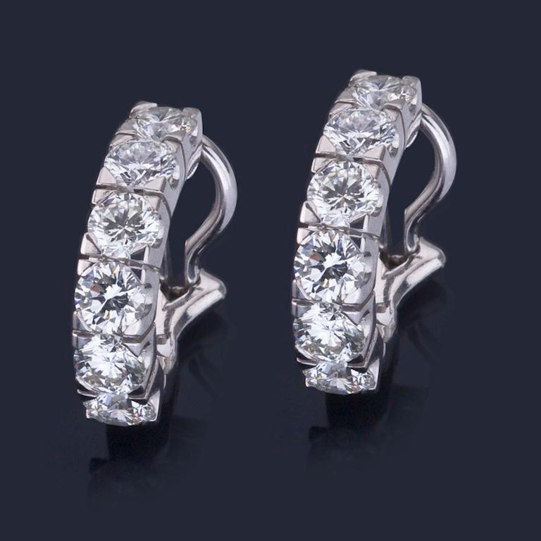 Platinum Diamond Hoop Earrings For Sale at 1stDibs