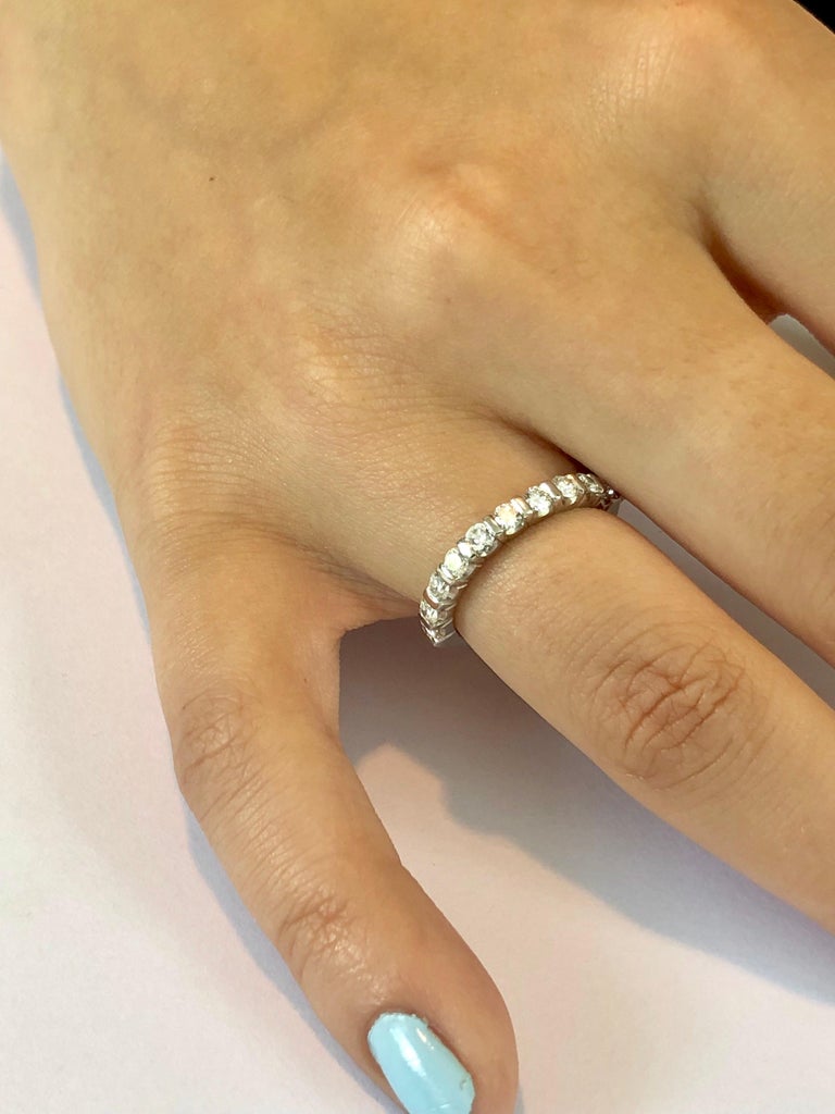 Platinum Partial 10 Diamonds Bar Set Band For Sale at 1stdibs