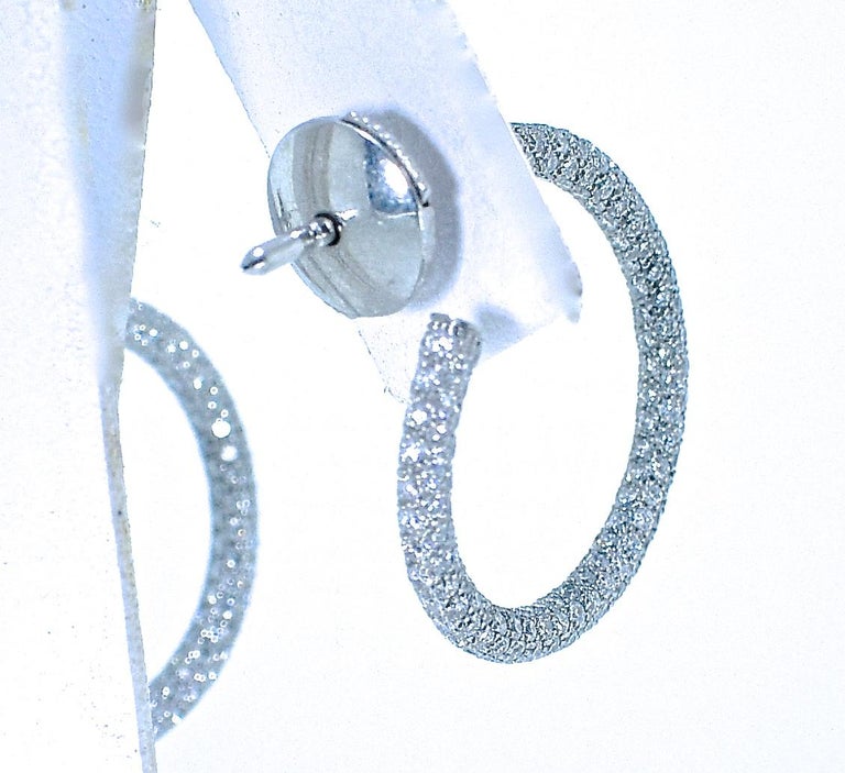 Platinum Diamond Pave Small Hoops at 1stDibs