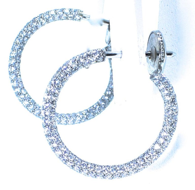 Platinum Diamond Pave Small Hoops at 1stDibs