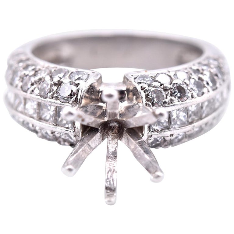 Platinum Diamond Semi-Mount Engagement Ring For Sale at 1stDibs | semi ...