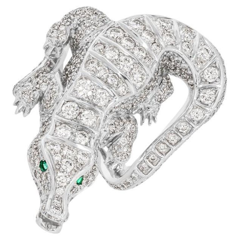 Platinum Diamond Set Alligator Ring 5.75ct For Sale at 1stDibs