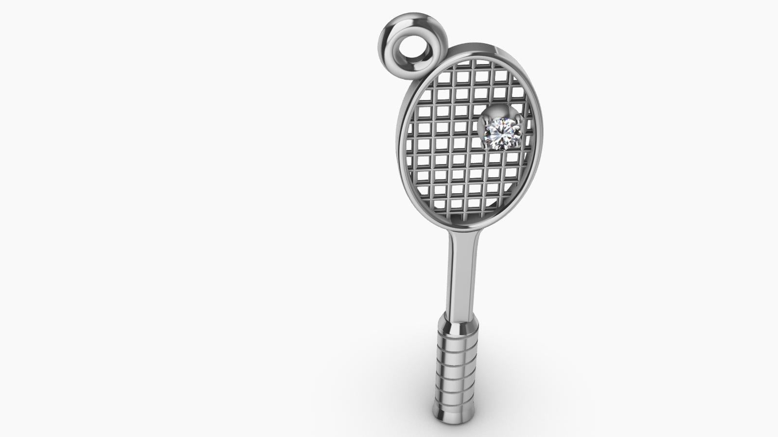 Platinum Diamond Tennis Racket Charm For Sale at 1stDibs | plat charm ...