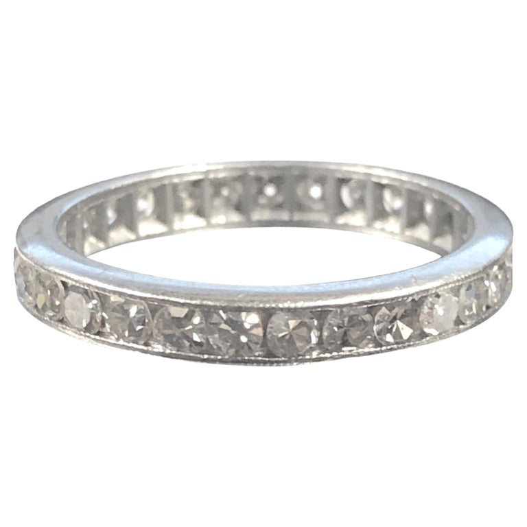 Platinum Diamond Vintage Eternity Stacking Band Ring at 1stDibs