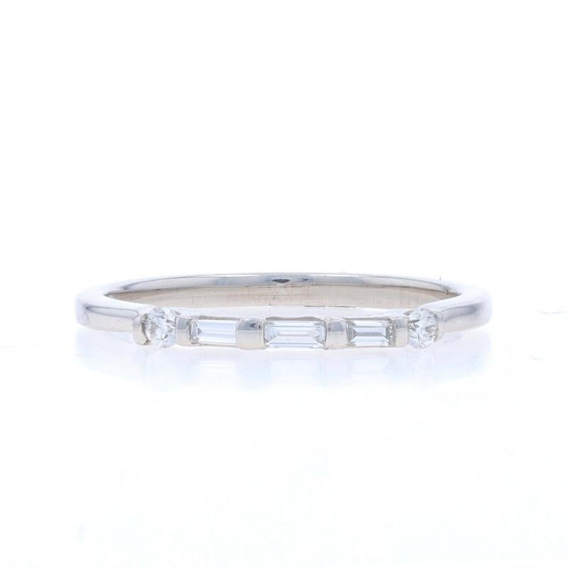 Platinum Diamond Wedding Band Baguette and Round Brilliant .20ctw Three ...