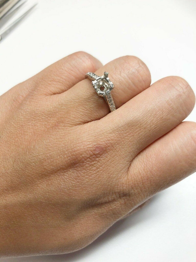 Platinum Diamond Wedding Semi Mount Ring at 1stDibs